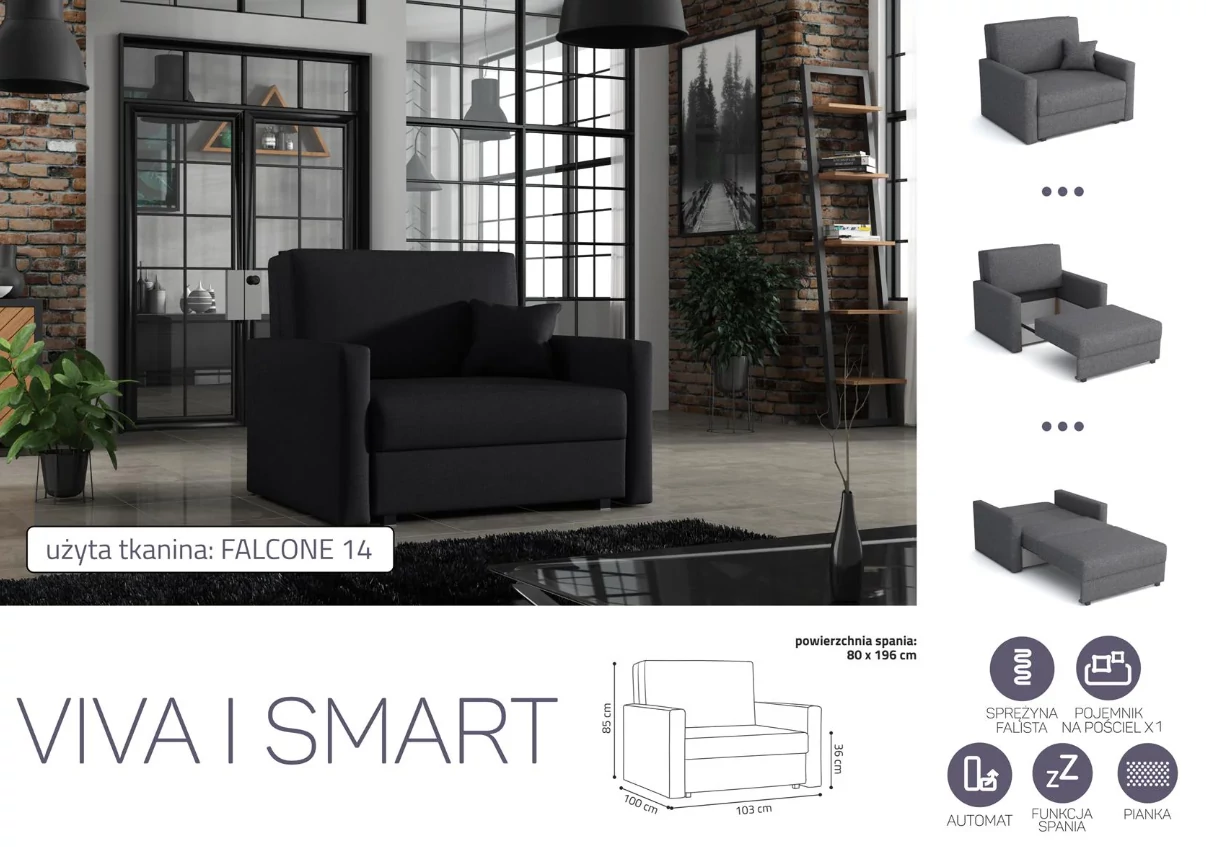 VIVA SMART I előre nyíló rugós, ágyneműtartós fotelágy